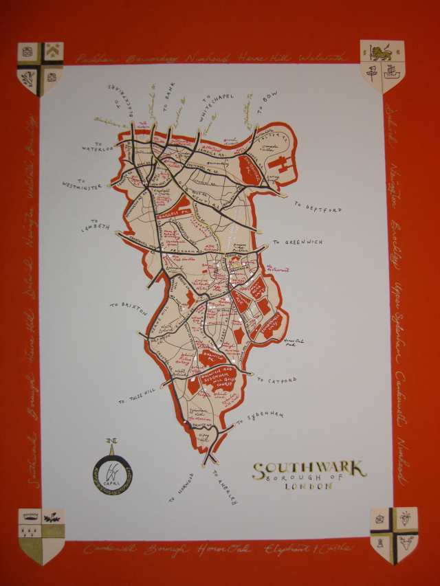 Hand-Drawn Maps of London: The Borough of Southwark | Londonist