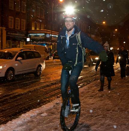 Unicyclist In The Snow | Londonist
