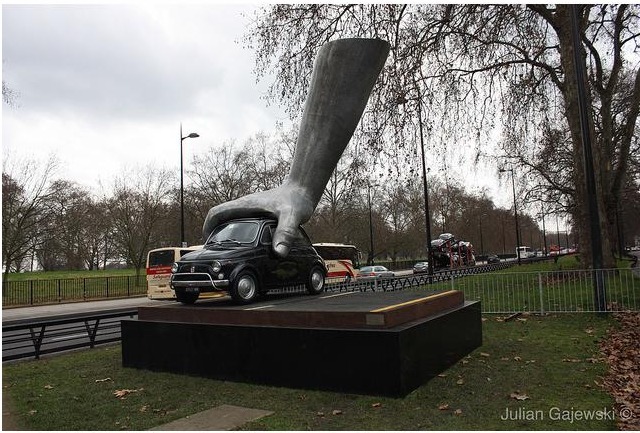 Vroom Vroom: New Sculpture Of Giant Hand And Car On Park Lane | Londonist