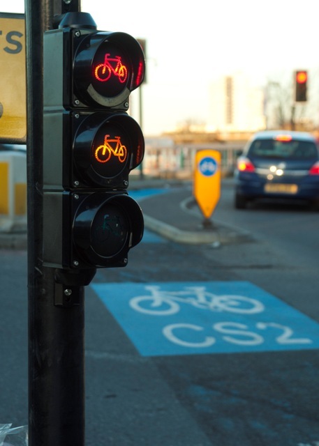 In Pictures: New Eye-Level Cycle Signals Installed At Bow Interchange ...
