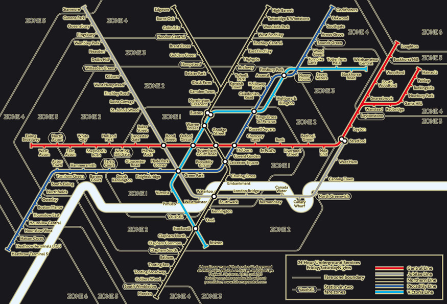 Hey, TfL, We Like This Idea For The Night Tube Map | Londonist