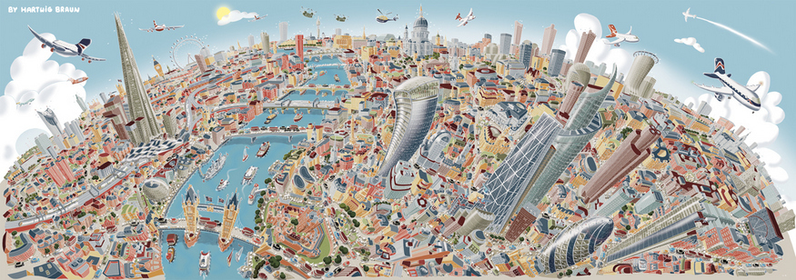 A Cartoon-y London Panorama Drawn By Hartwig Braun | Londonist