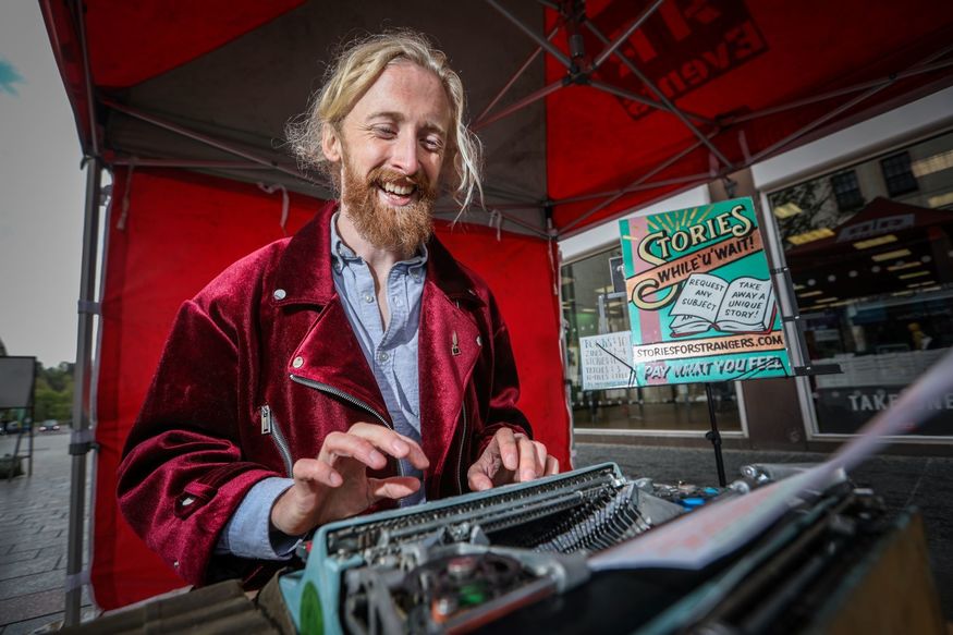 This Man Will Write A Short Story For You, While You Pass Through St ...