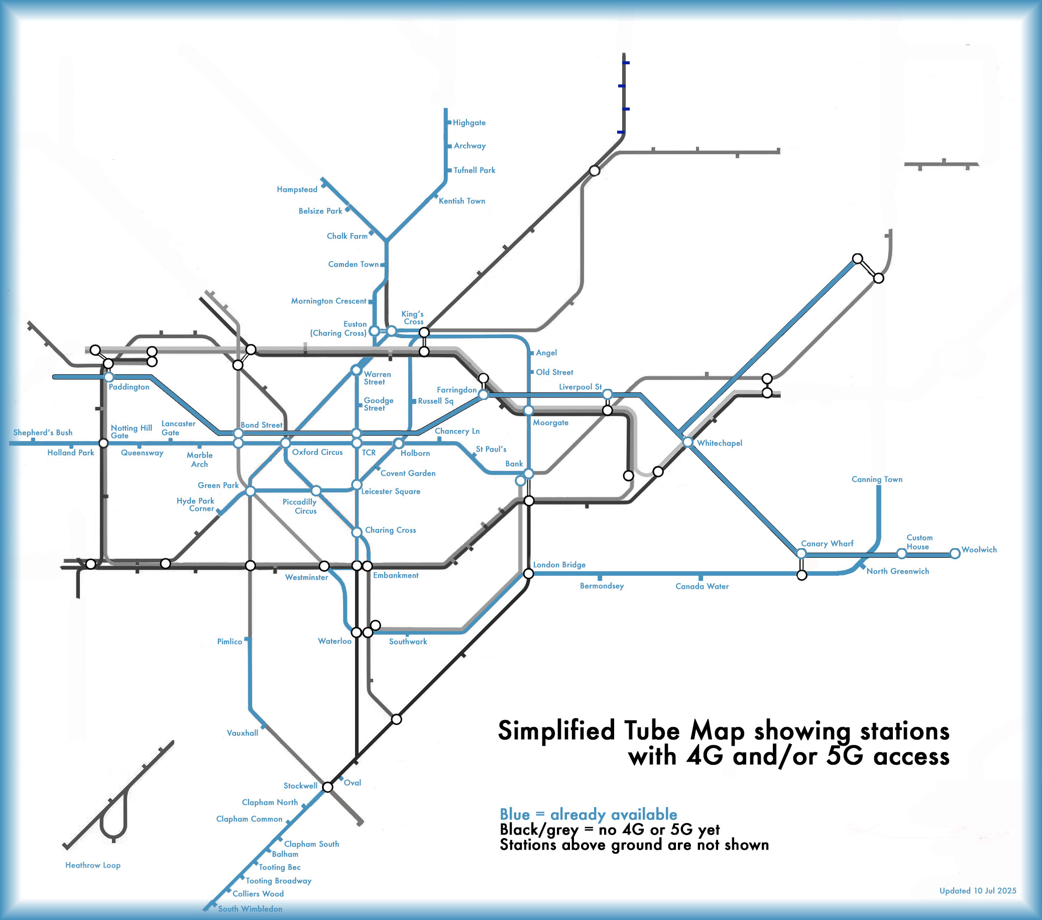 Tube Stations And Elizabeth Line Stations With 5G Phone Connections ...